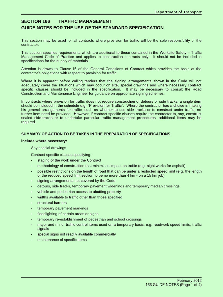 Guide To Section 166 Traffic Management | PDF | Speed Limit | Traffic