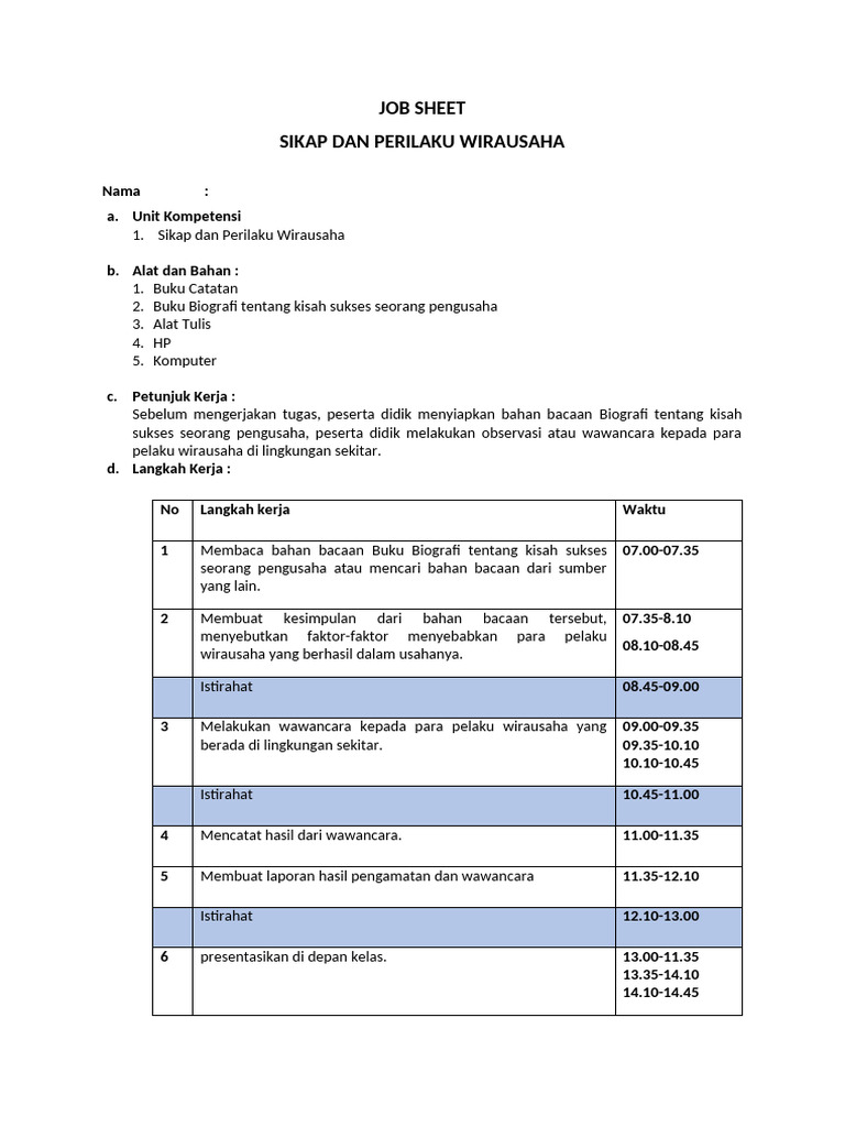Job Sheet SMK | PDF