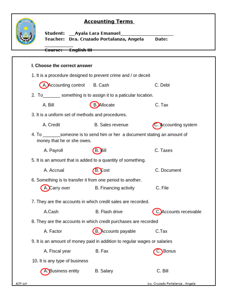 Accounting STS ENGLISH III | PDF