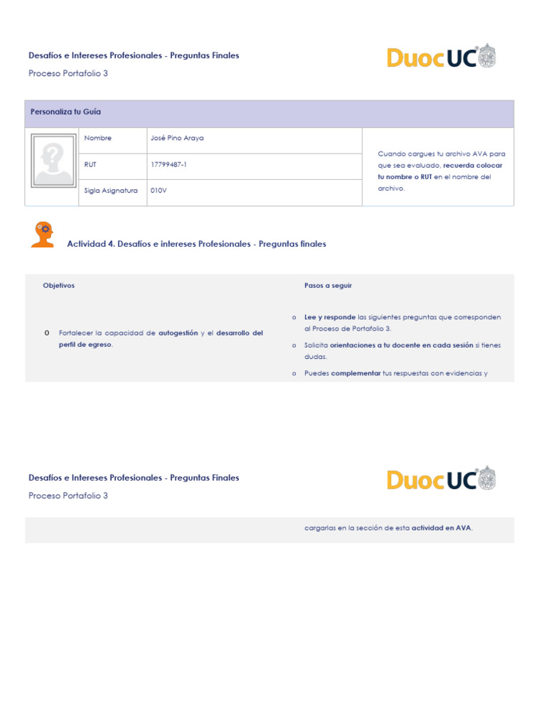 Desafíos e Intereses Profesionales - APP3 - Final - Jpino | PDF