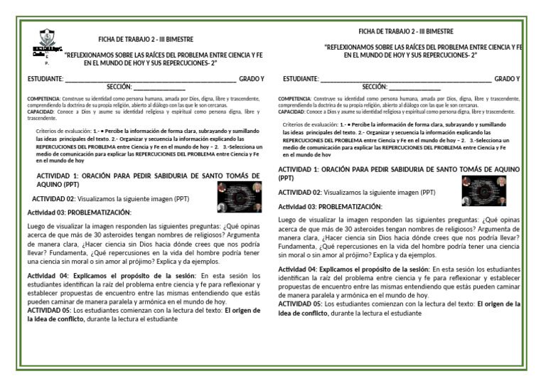 Ficha de Act 02 - Iii Bim - Rel | PDF