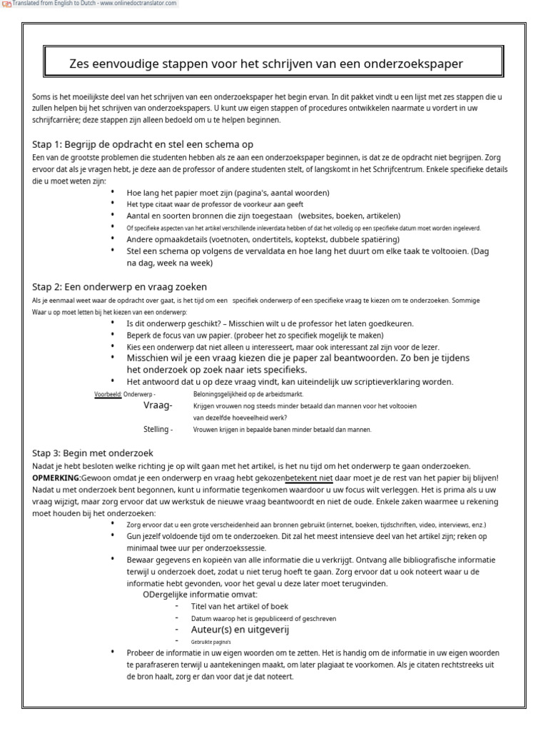 Zes Eenvoudige Stappen Voor Het Schrijven Van Een Onderzoekspaper | PDF