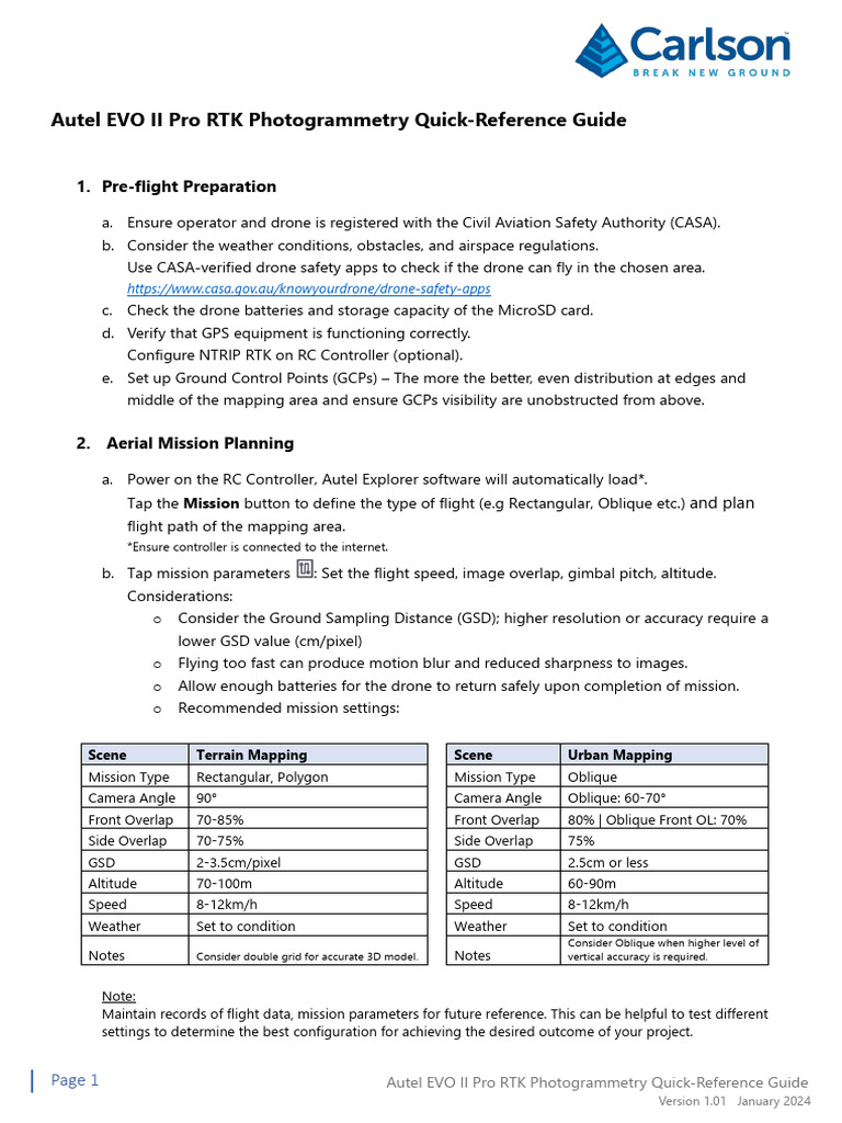 Autel Drone Photogrammetry Quick-Reference Guide | PDF
