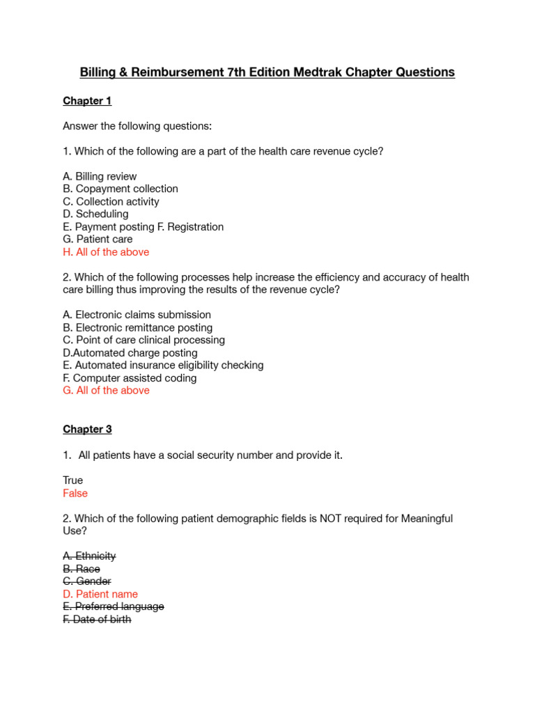 Billing & Reinbursement Questions-1 | PDF
