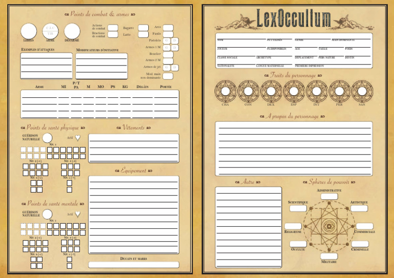 LEX 00 - Feuille de Personnage - V3 1 | PDF