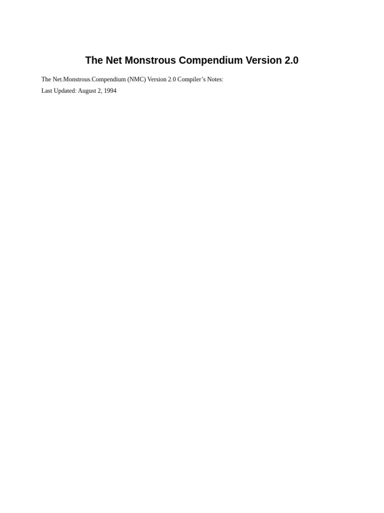 Net Monstrous Compendium | PDF