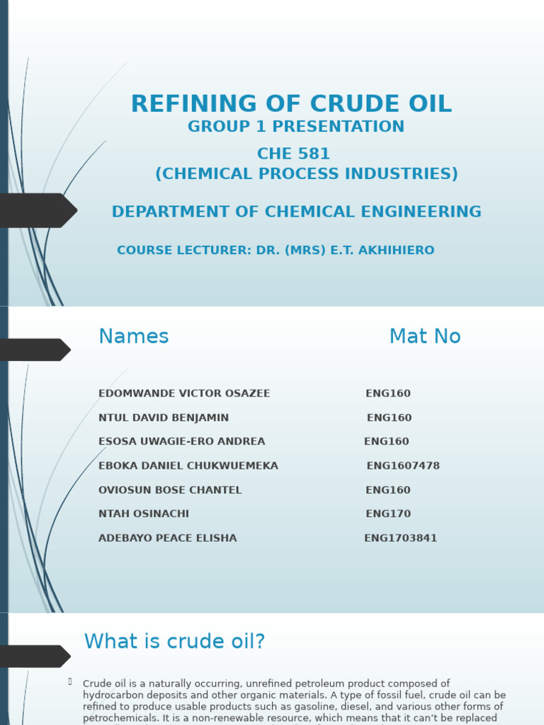 Group 1 (Crude Refinery Industry) | PDF