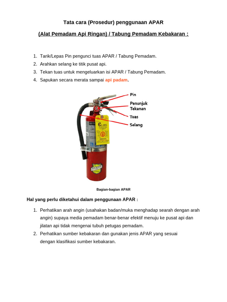 Tata Cara Penggunaan APAR | PDF