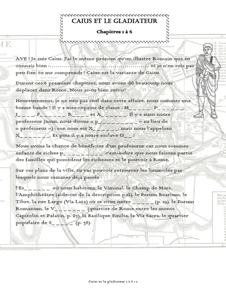 Caius Et Le Gladiateur Chapitres 1 C3a0 6 | PDF Caius Et Le Gladiateur Chapitres 1 C3a0 6 | PDF