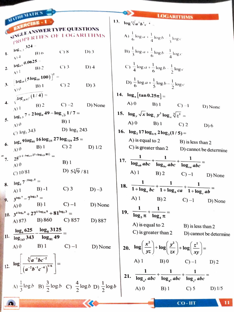 Logarithm Problem Set with Solutions | PDF | Logarithm | Equations
