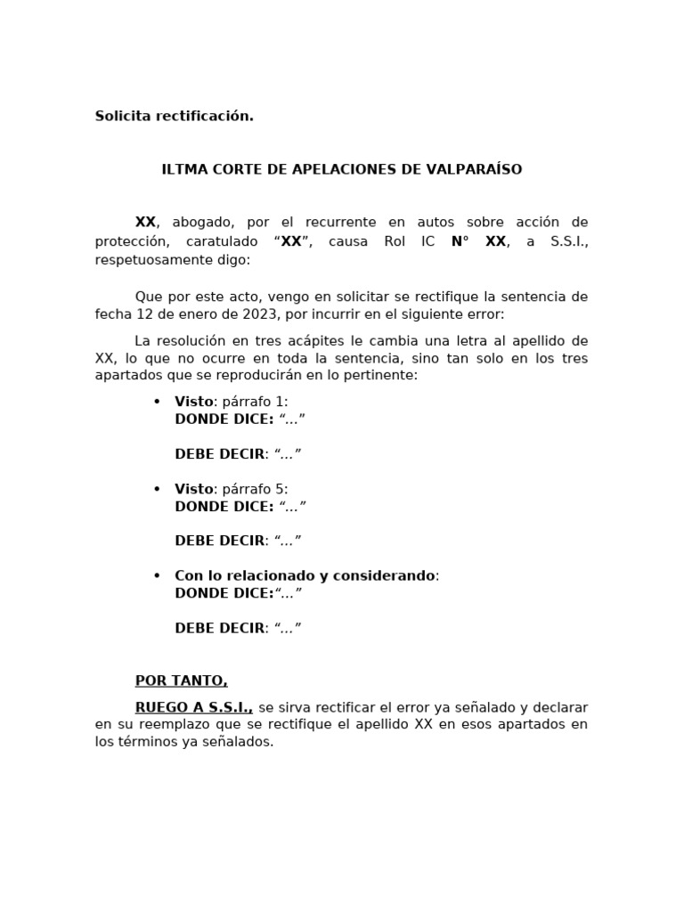 Solicita Aclaración, Rectificación y Enmienda | PDF