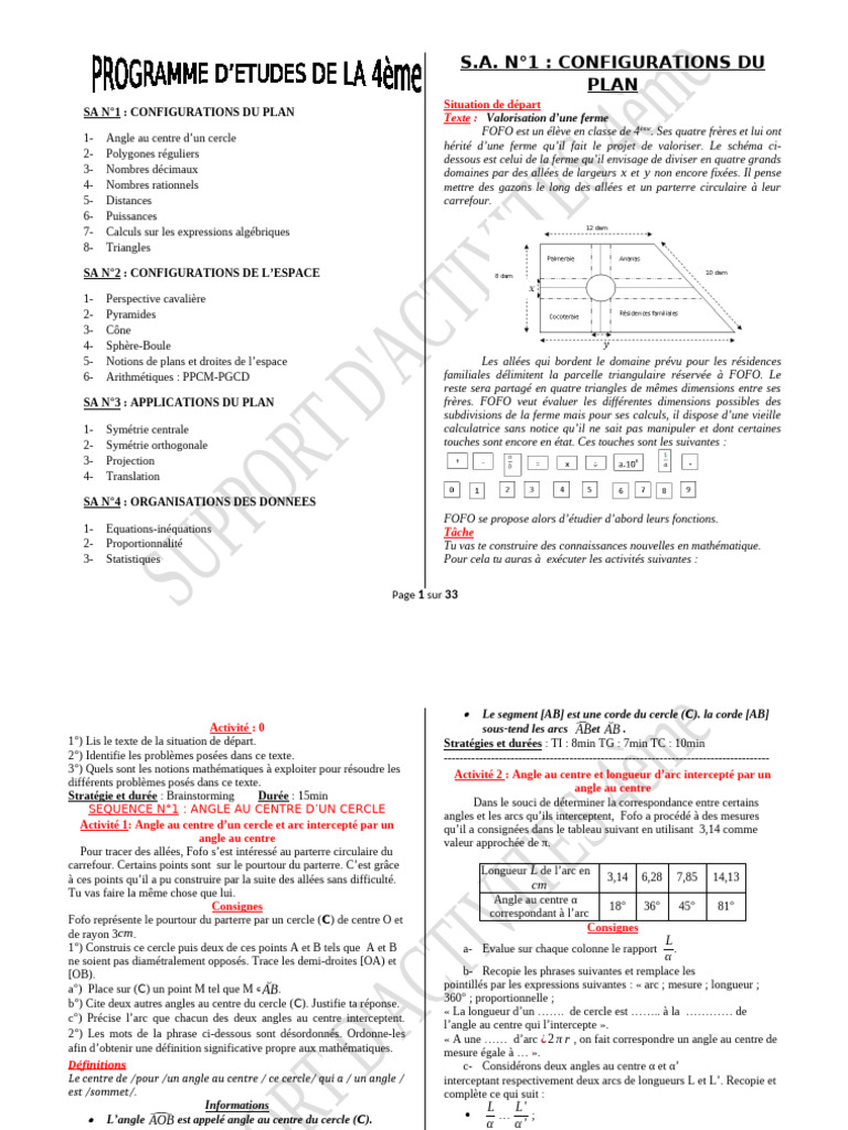 Supports D'activites 4ème Ok-1 | PDF