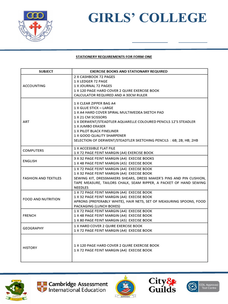 F1 - GC Stationery Requirements | PDF