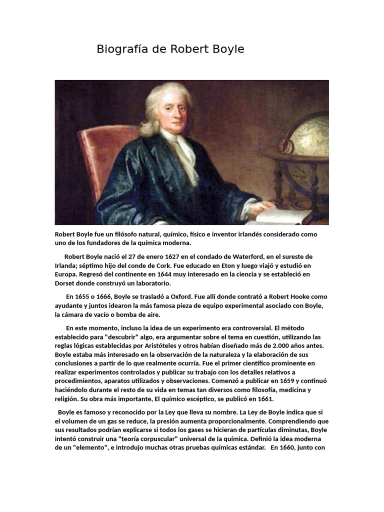 Biografía de Robert Boyle | PDF