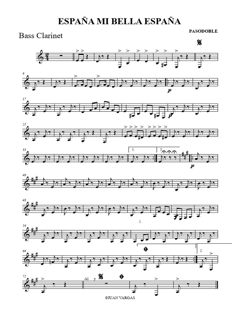ESPAÑA MI BELLA ESPAÑA - 001 - Clarinete | PDF