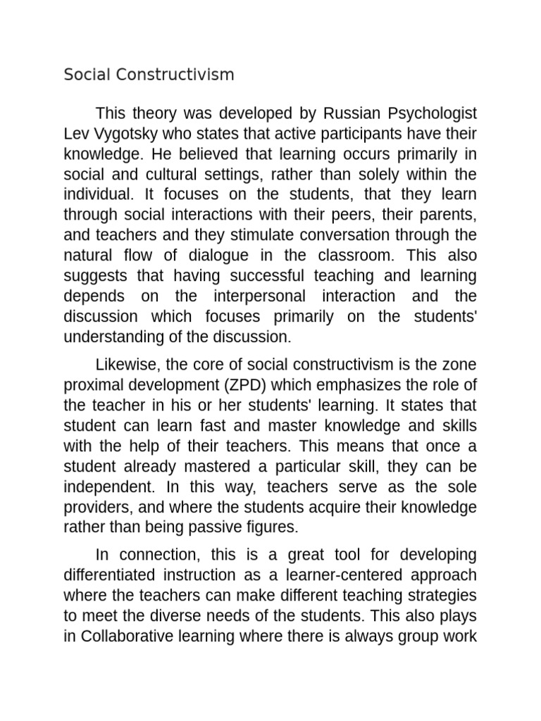 Understanding Social Constructivism in Education | PDF | Constructivism ...