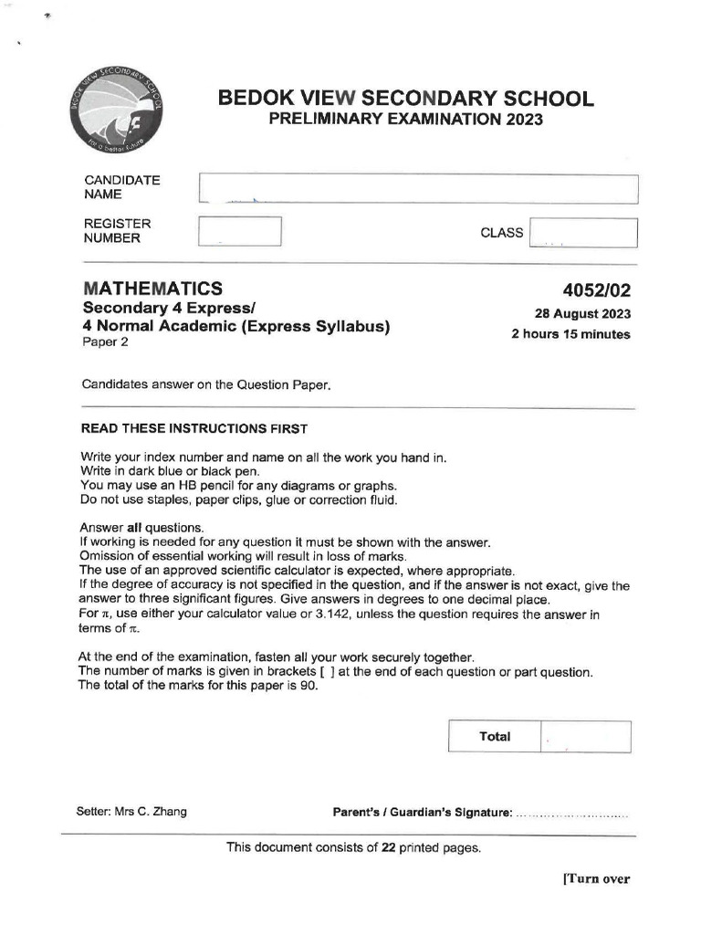 Bedok View P2 QP | PDF