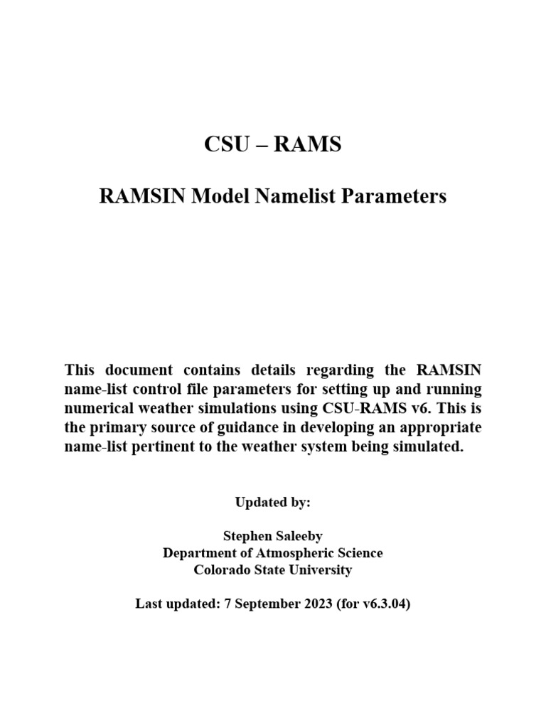 RAMS Namelist | PDF | Variable (Computer Science) | Parameter (Computer Programming)