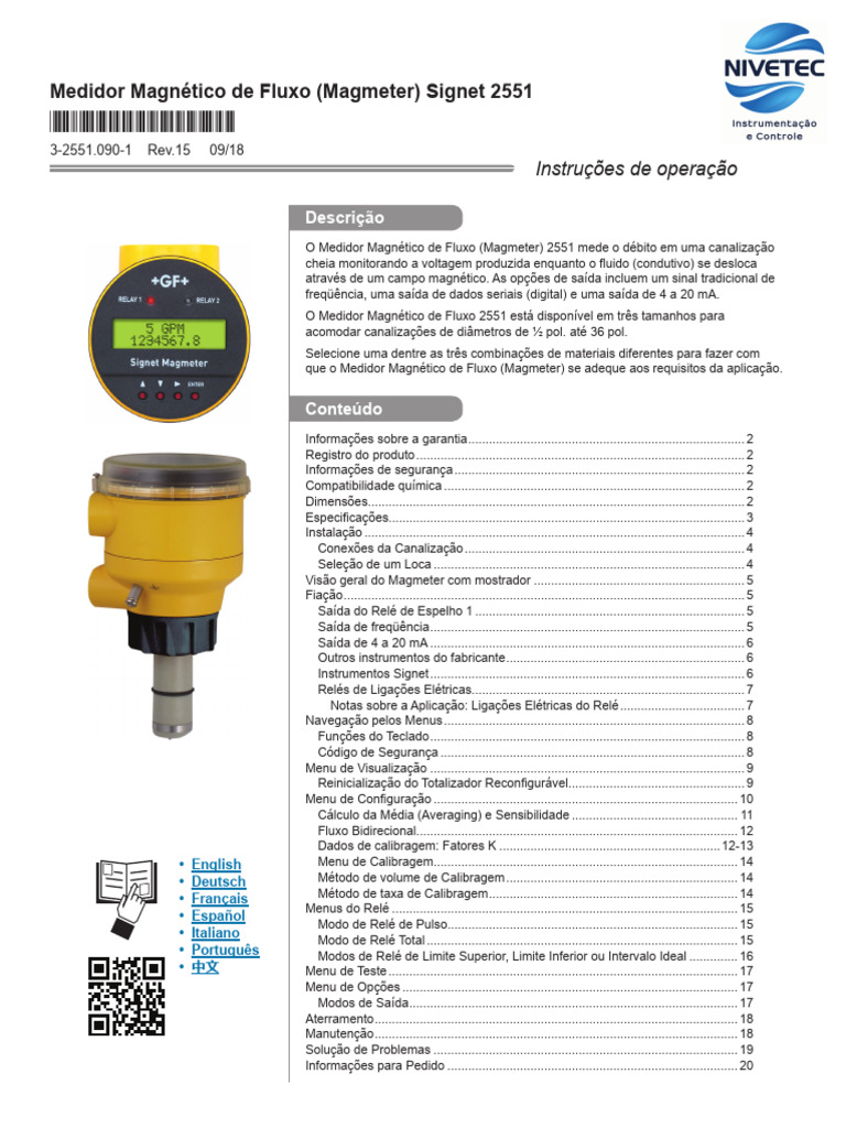 Manual Signet 2551 Display PT Nivetec | PDF