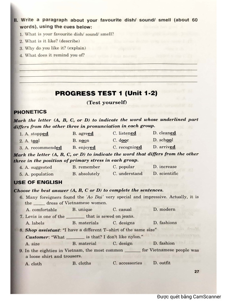 Test 1 (Unit 1&2) - L P 8 - Friend Plus | PDF