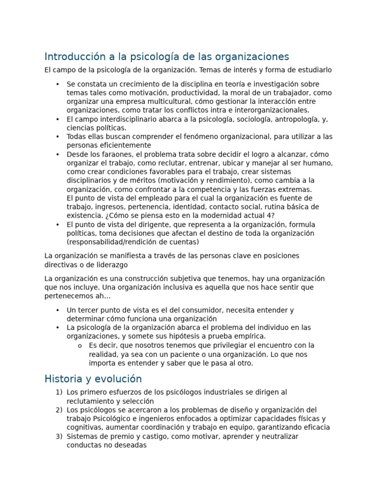 Introduccion A La Psicologia de Las Organizaciones | PDF