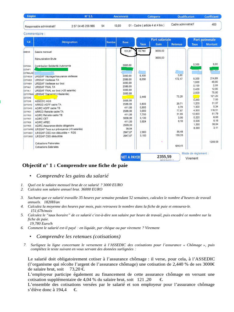Exercice Bulletin de Paie | PDF