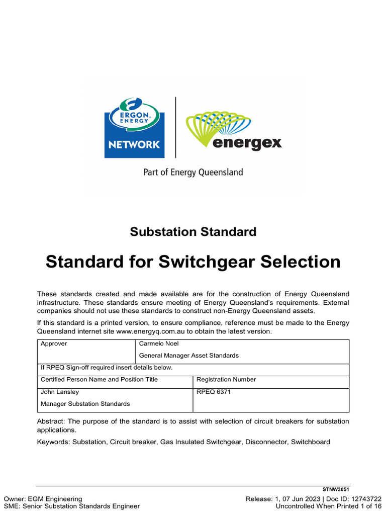 Standard For Switchgear Selection Pdf