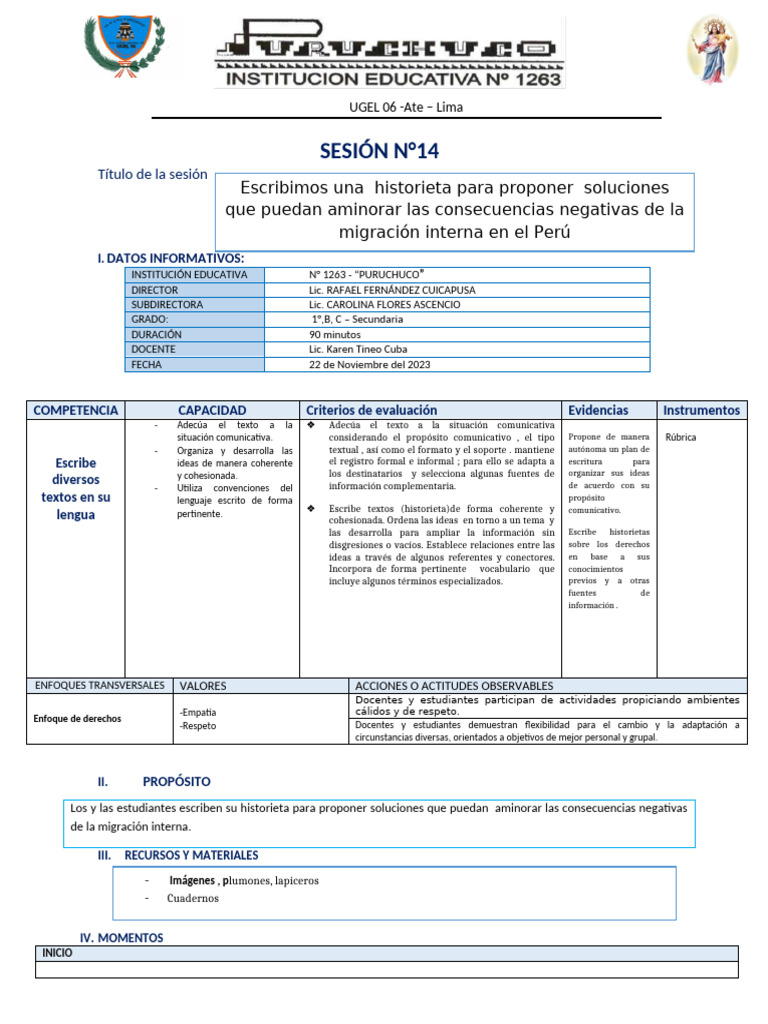 Sesión Escribo Historieta | PDF