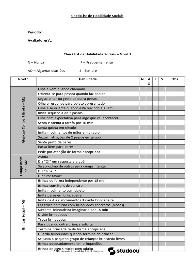 Social Skills Solutions Checklist | PDF