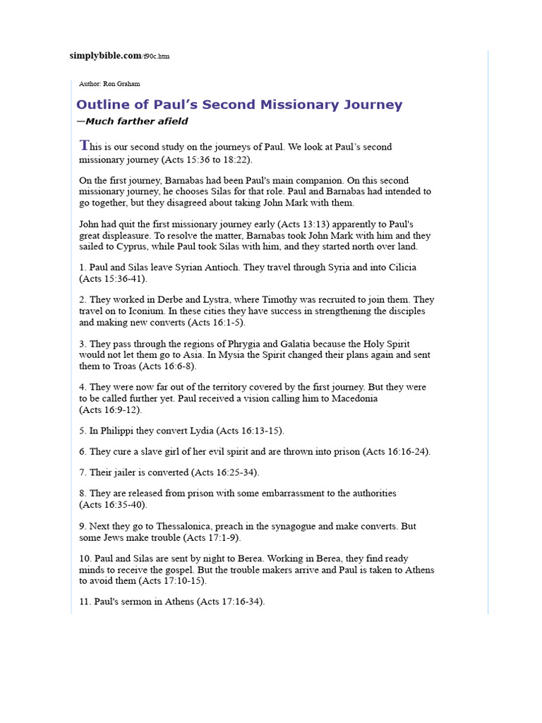 f90c Pauls Second Missionary Journey | PDF | Paul The Apostle | Early ...