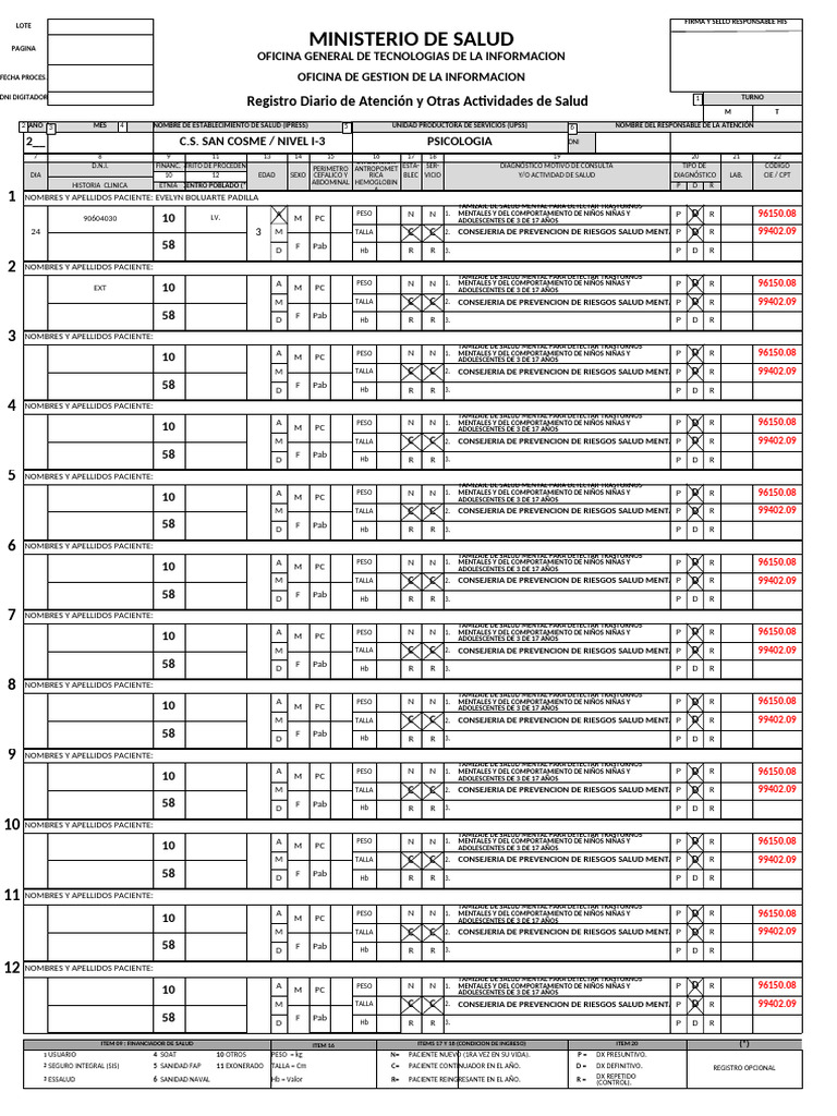 Formato His Tamizaje App93 | PDF