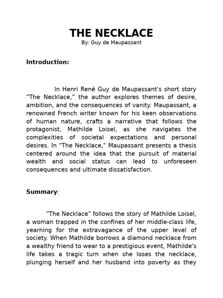 THE NECKLACE Maupassant | PDF