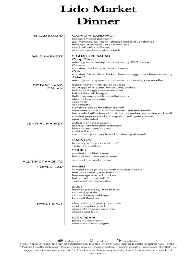 Lido Dinner Menu | PDF