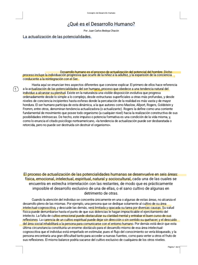 Concepto de Desarrollo Humano | PDF