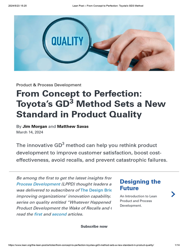 Lean Post - From Concept To Perfection - Toyota's GD3 Method | PDF