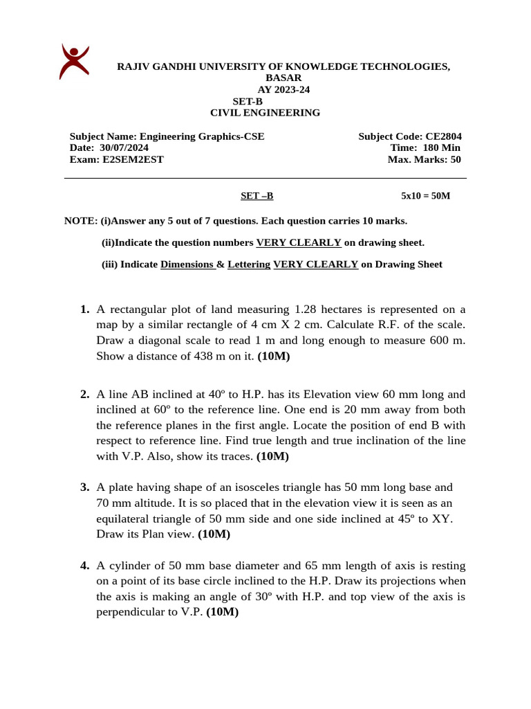 Eg Cse Sem1 Set B | PDF