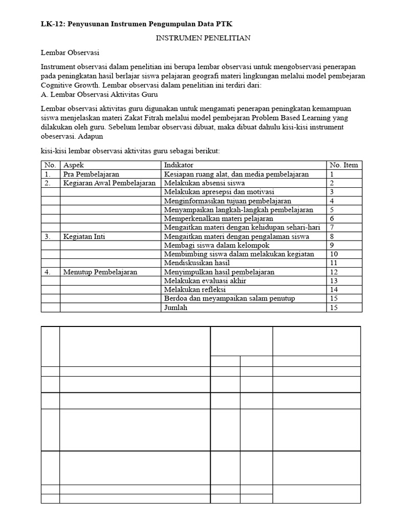 LK-12 Instrumen PTK | PDF