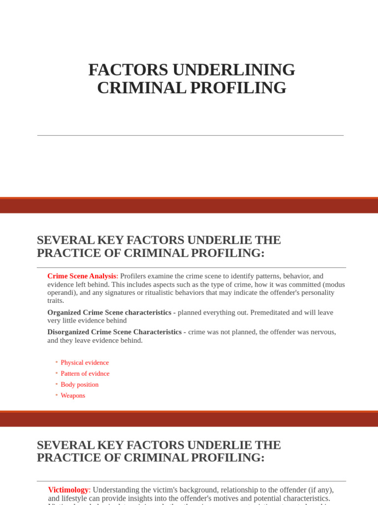Factors Underlining Criminal Profiling | PDF