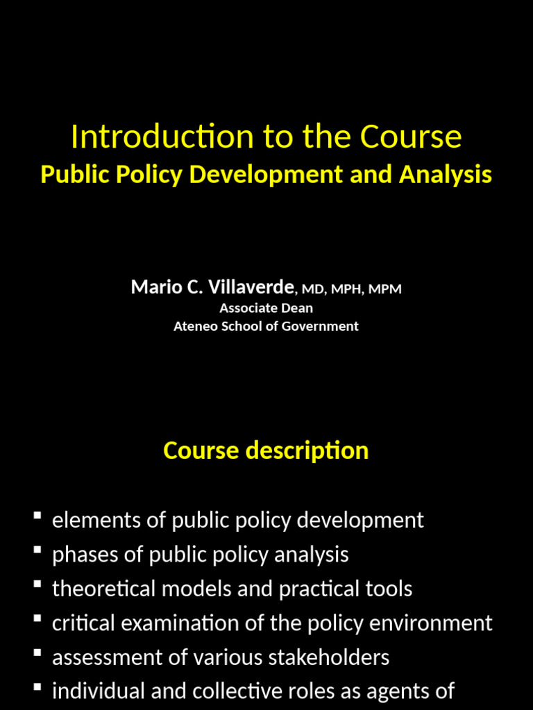 Public Policy (1) Introduction to the Course | PDF