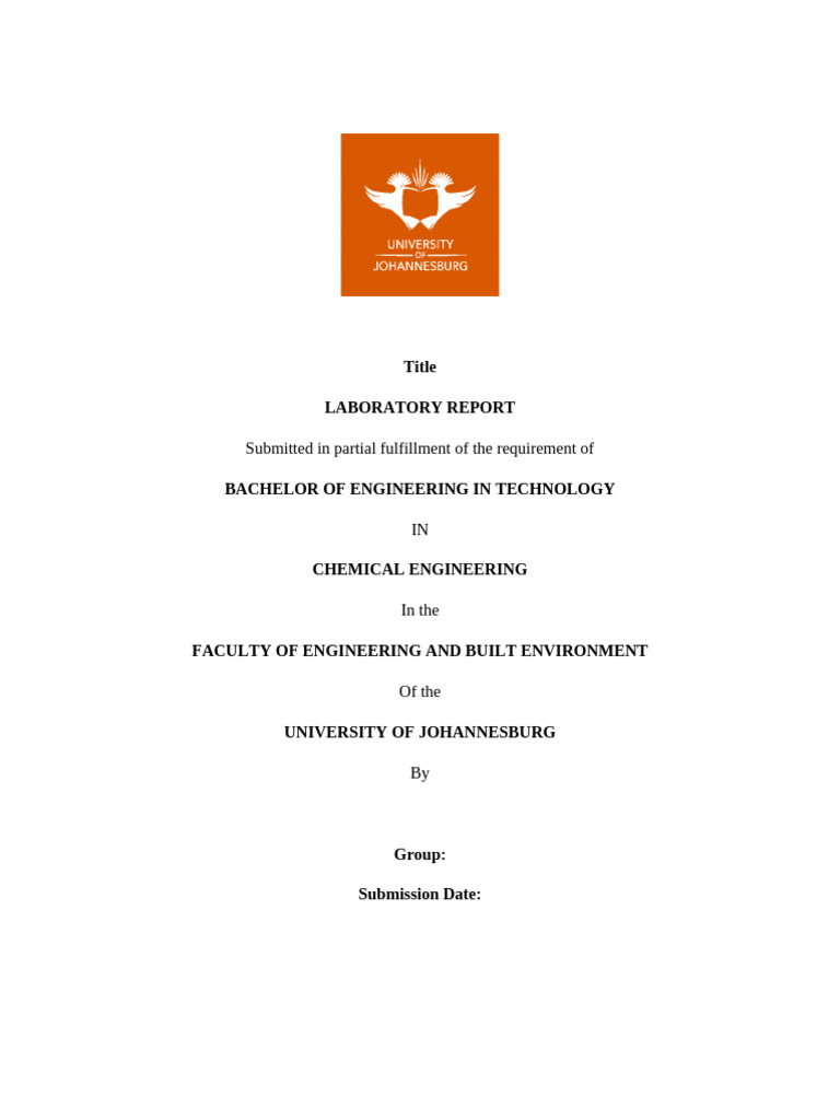 Technical Reports UJ Chem Eng Cover Page | PDF