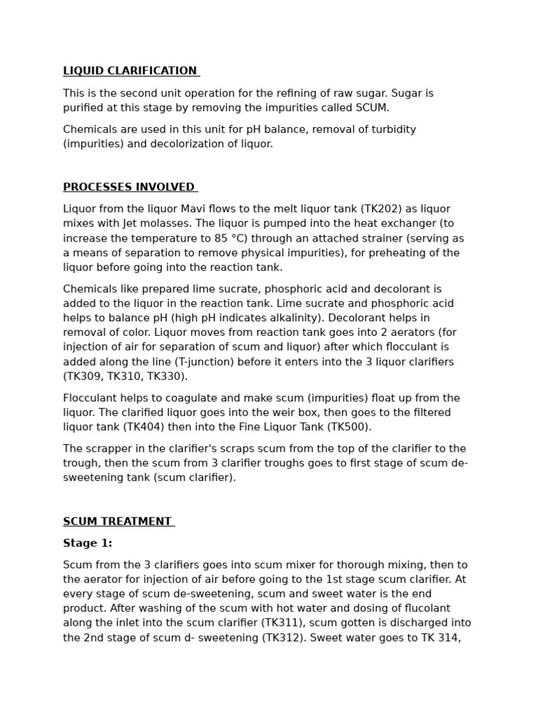 Liquor Clarification Unit | PDF