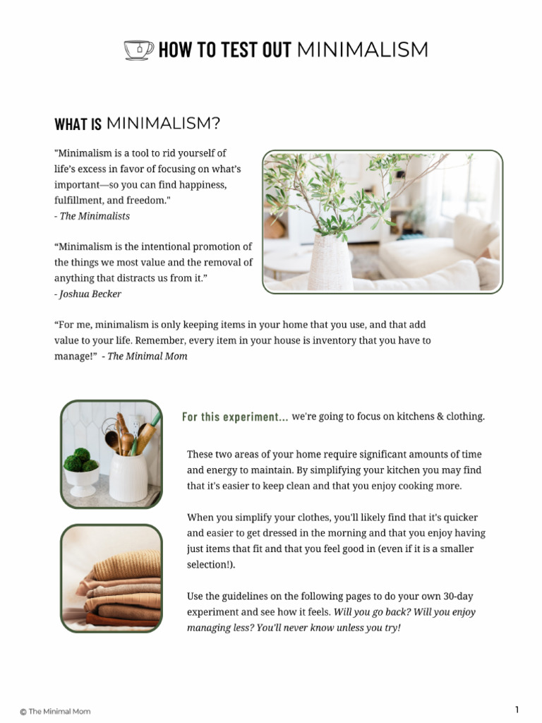 Test Out Minimalism Printable | PDF