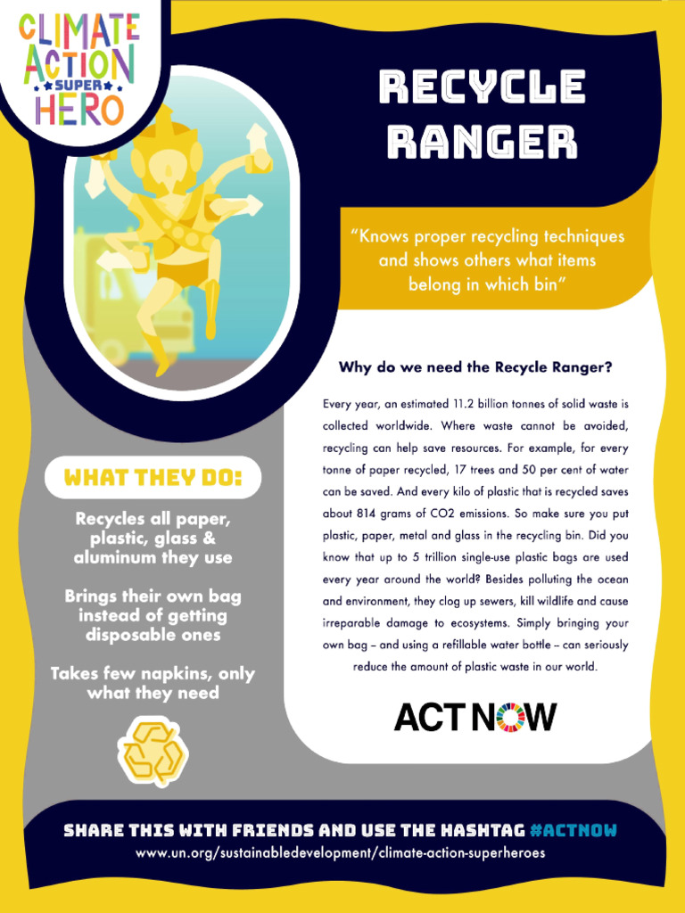 UN - Climate-Action-Superheroes - RECYCLE-RANGER EDITED | PDF