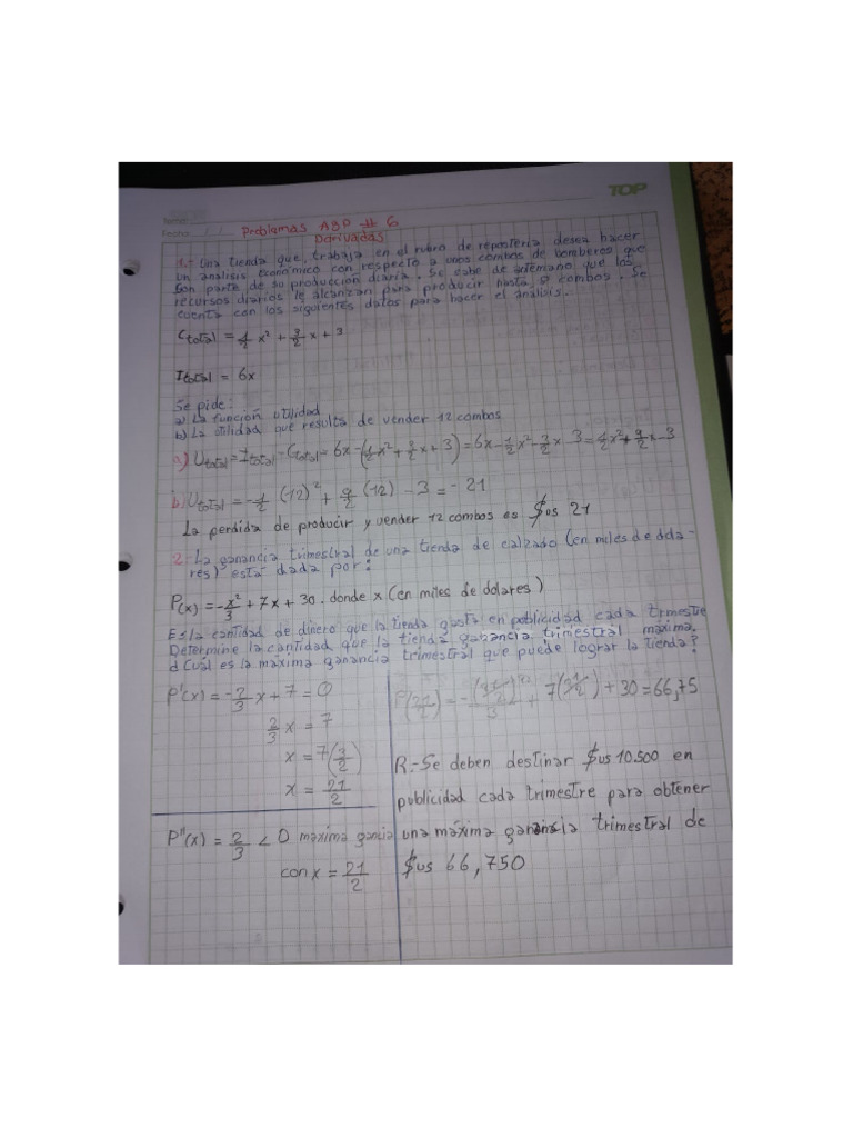 Practico 6 Derivadas | PDF