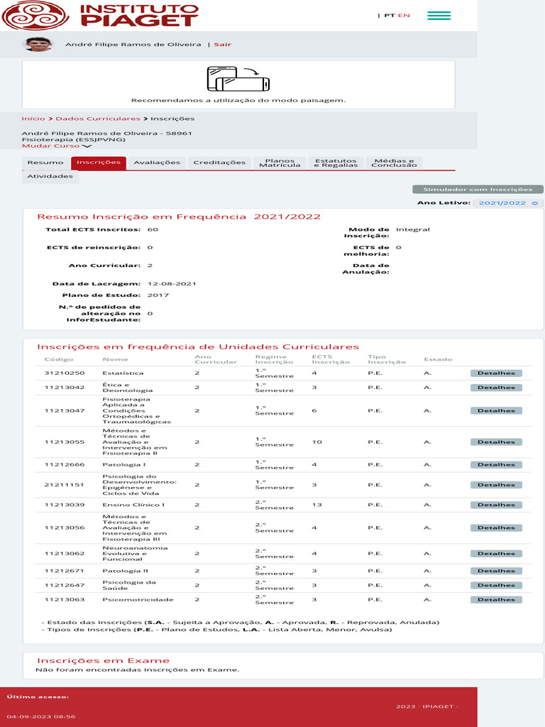 InforEstudante - Instituto Piaget 2 | PDF