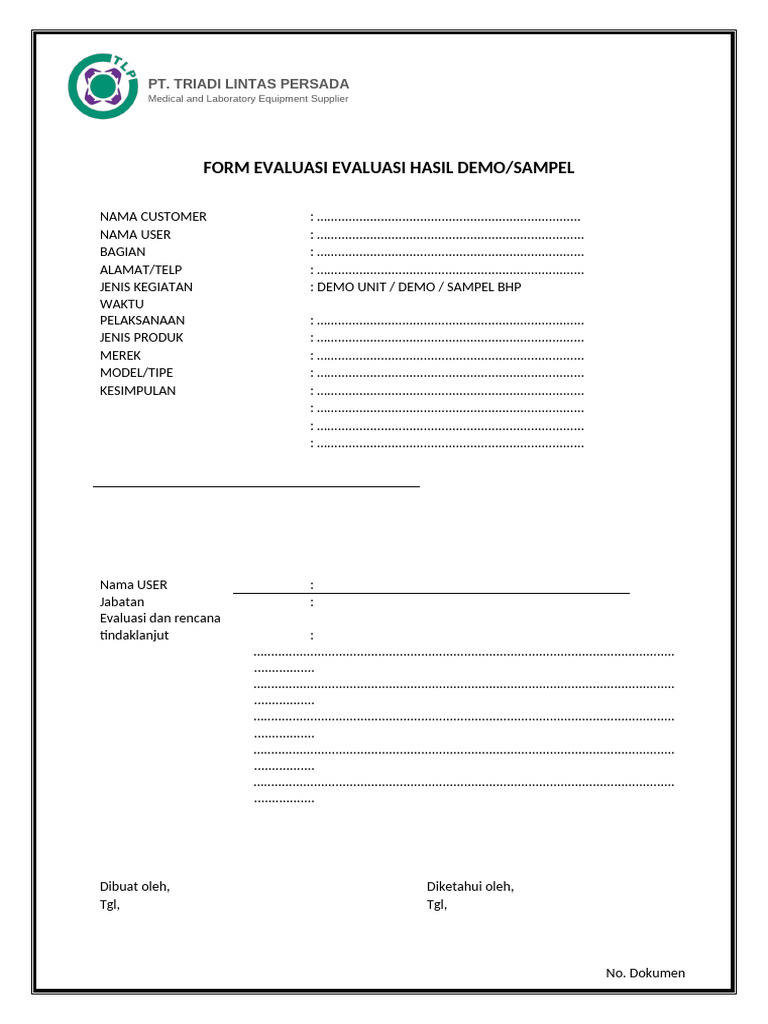 Form Evaluasi Demo Kosong | PDF | Teknologi & Rekayasa