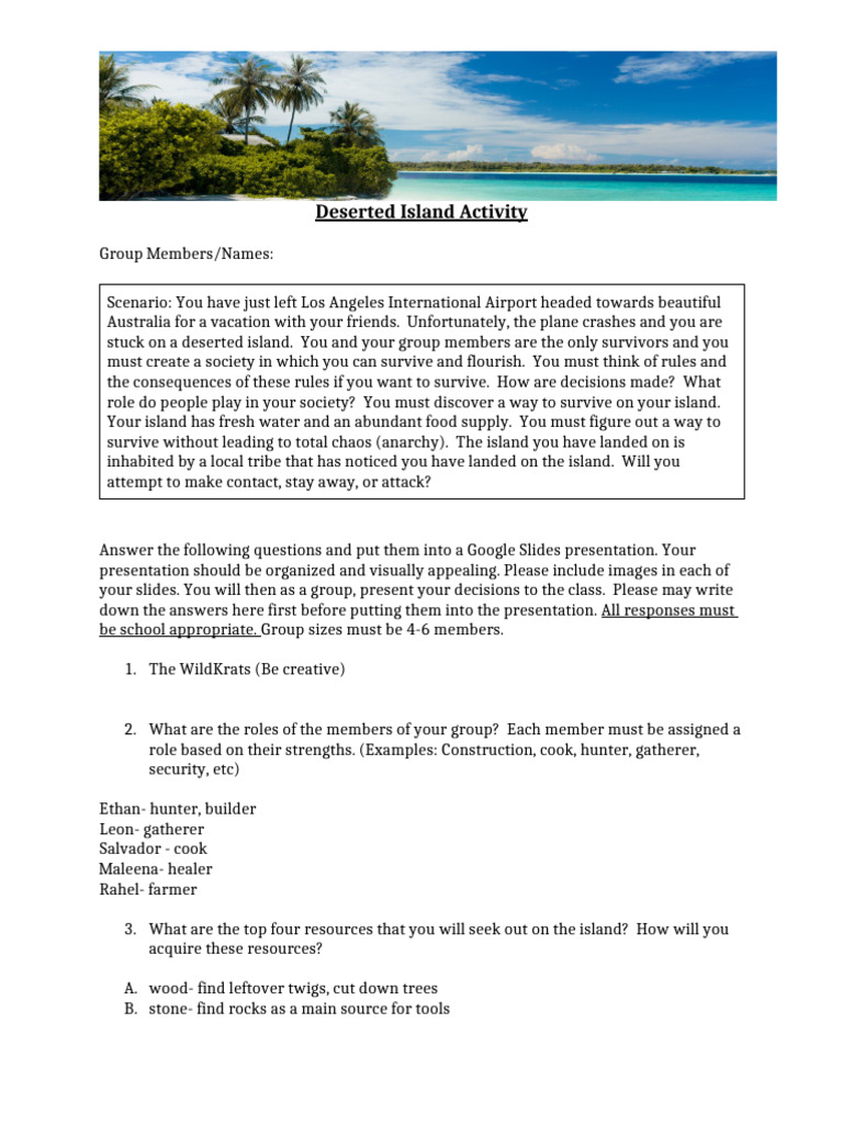 Deserted Island Activity | PDF