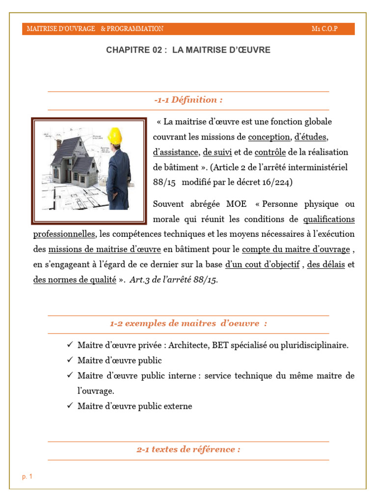 CHAPITRE 02 la maitrise doeuvrecop2023 | PDF