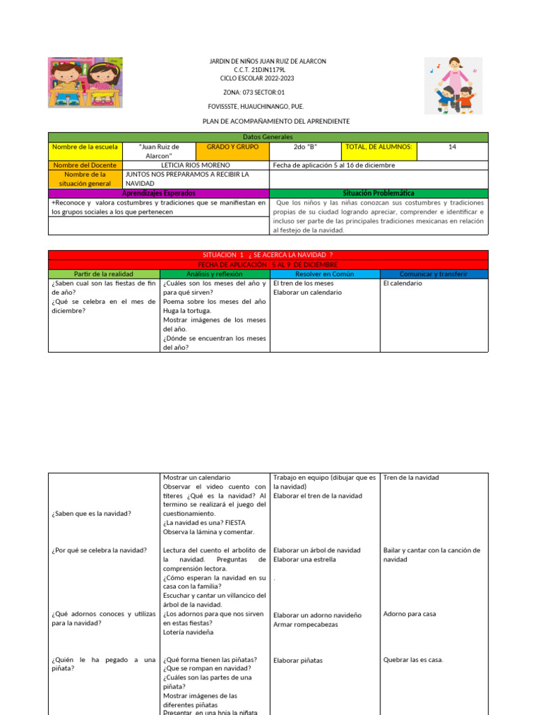 PLAN DE ACOMPAÑAMIENTO JUNTOS FESTEJAMOS LA NAVIDAD | PDF