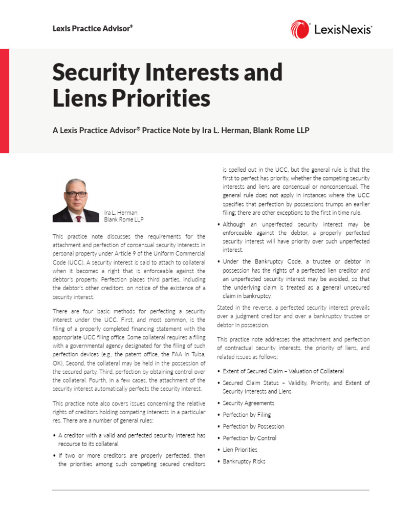 Security Interests and Liens Priorities | PDF